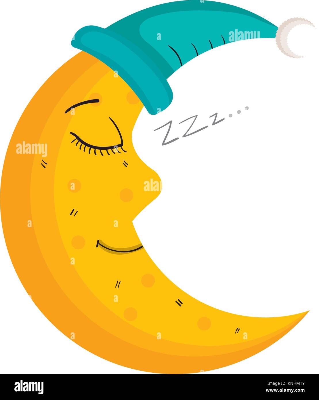 moon night with sleeping hat character vector illustration design Stock ...