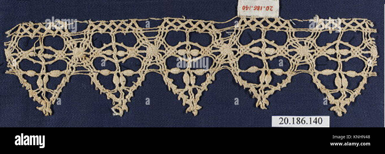 This edging is a decorative textile feature, typically used in garments ...