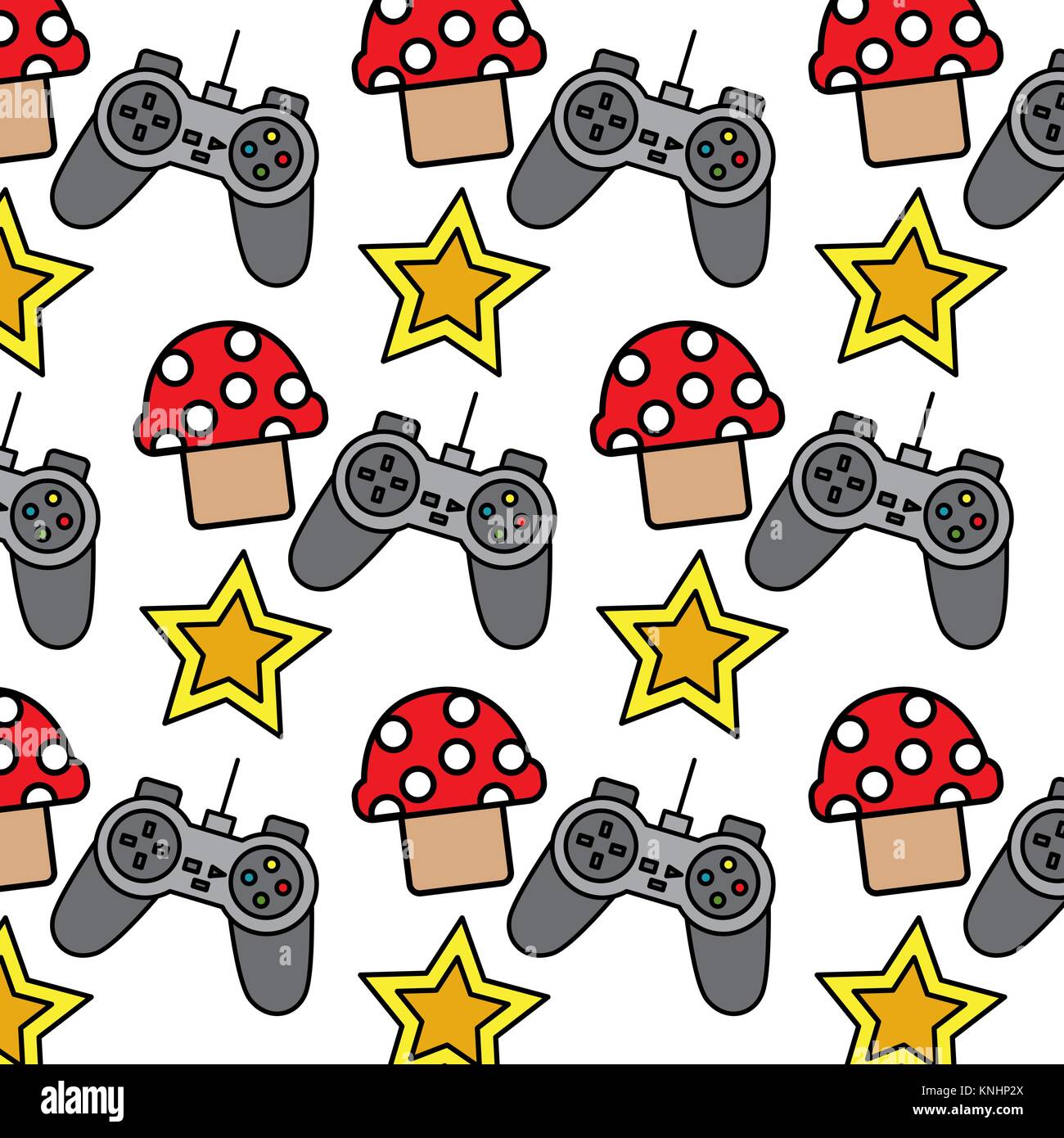 video game controller star mushroom elements seamless pattern Stock ...