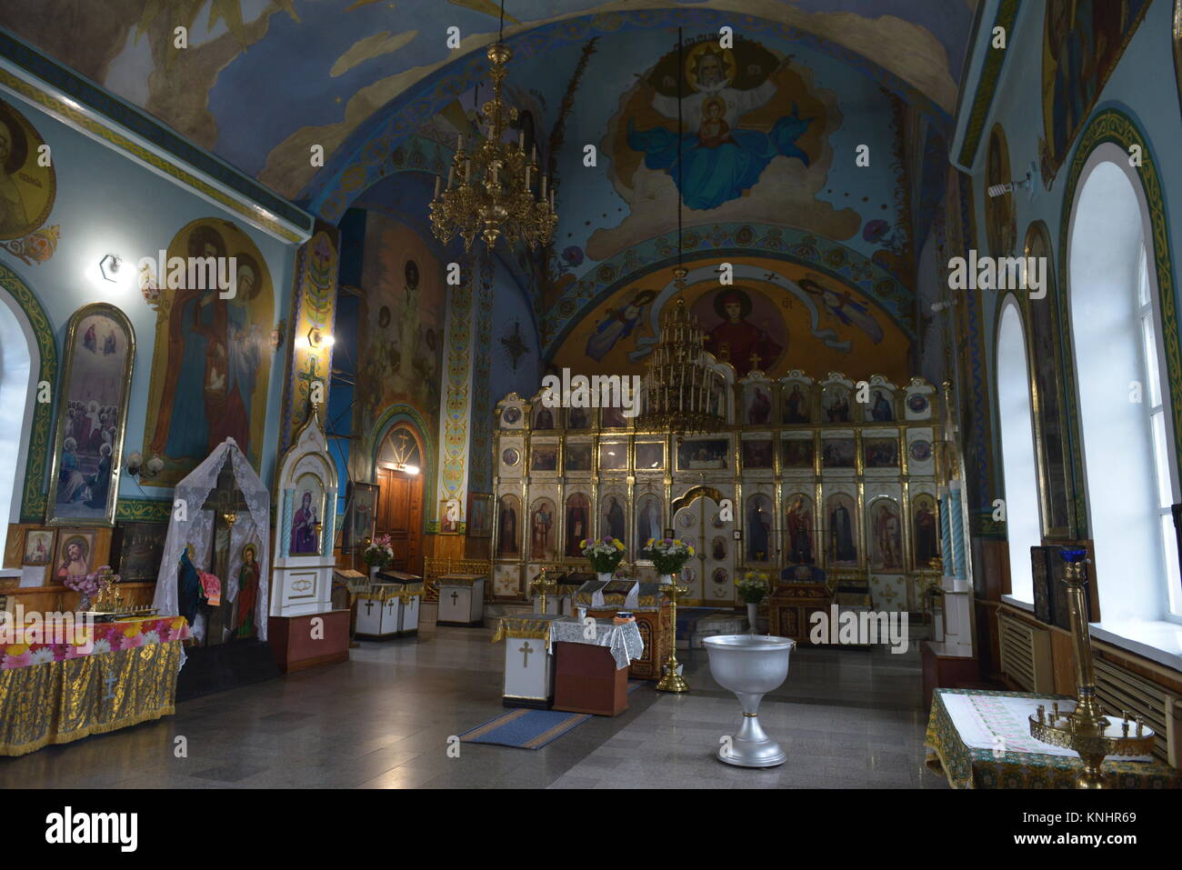 Christian Church interior Baptism . Altar in the Church in which there ...