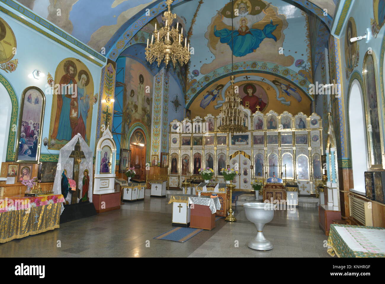 Christian Church interior Baptism . Altar in the Church in which there ...