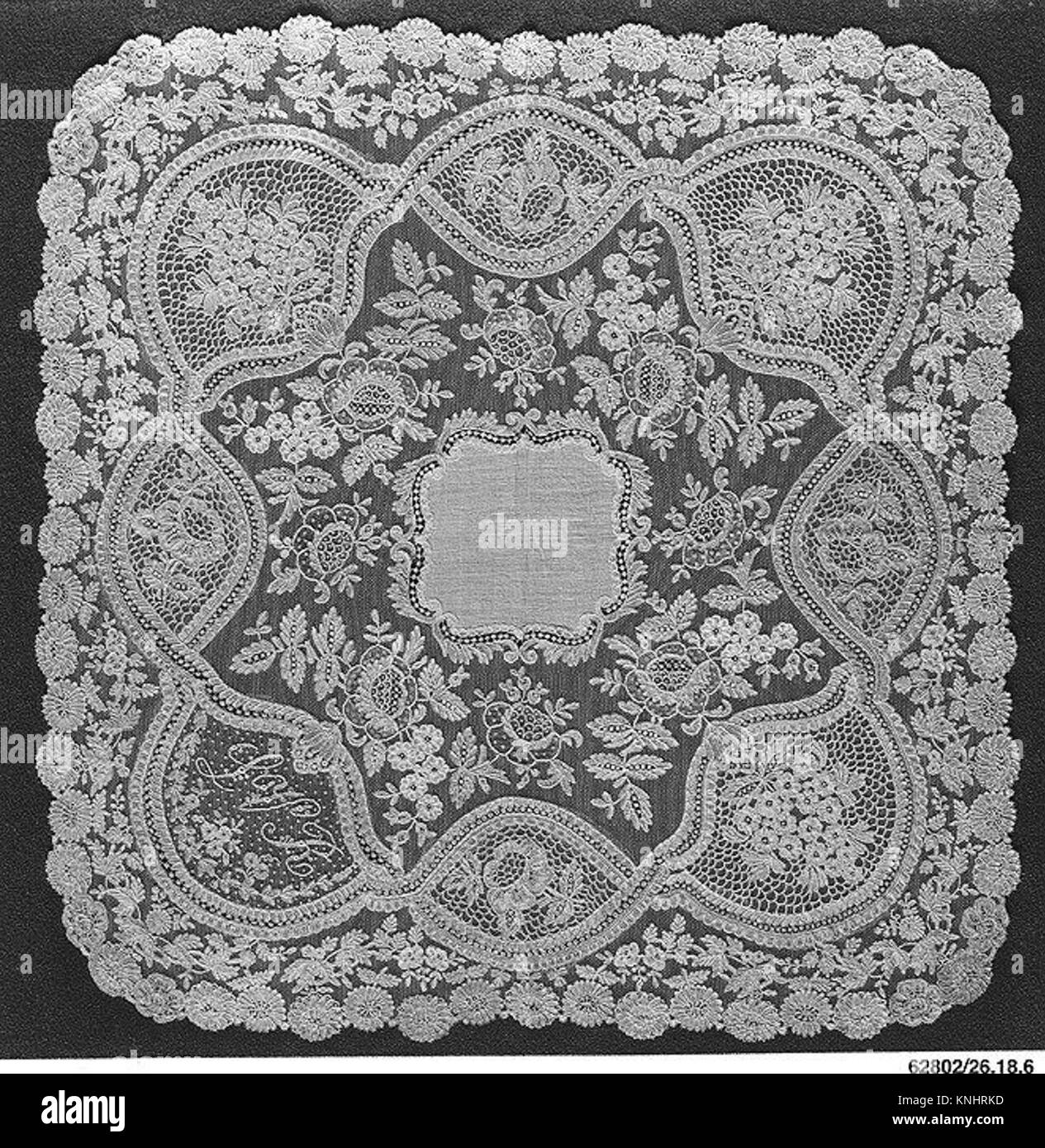 This handkerchief is an example of historical textile art, reflecting ...