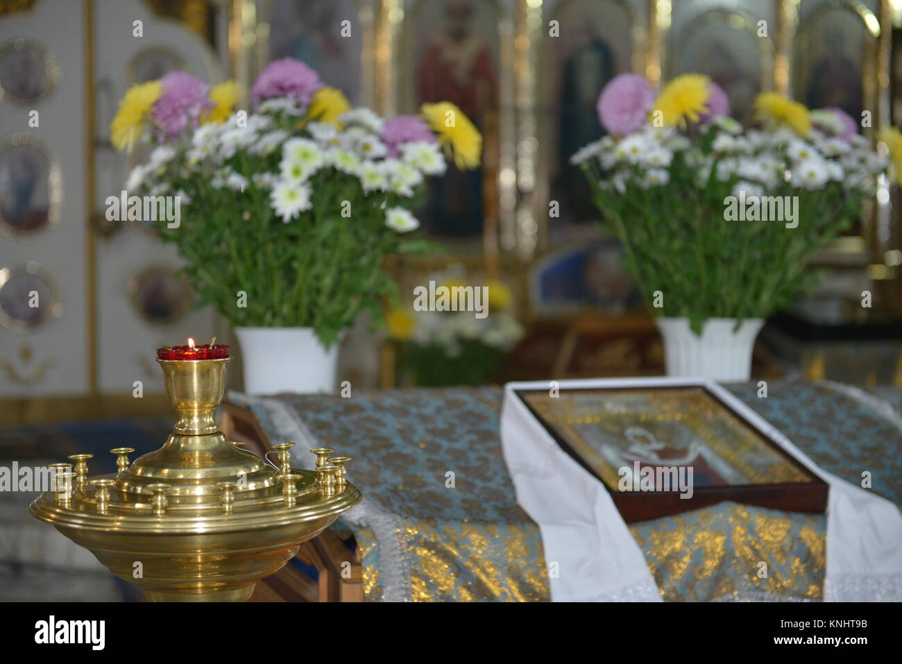 Christian Church interior Baptism . Altar in the Church in which there ...