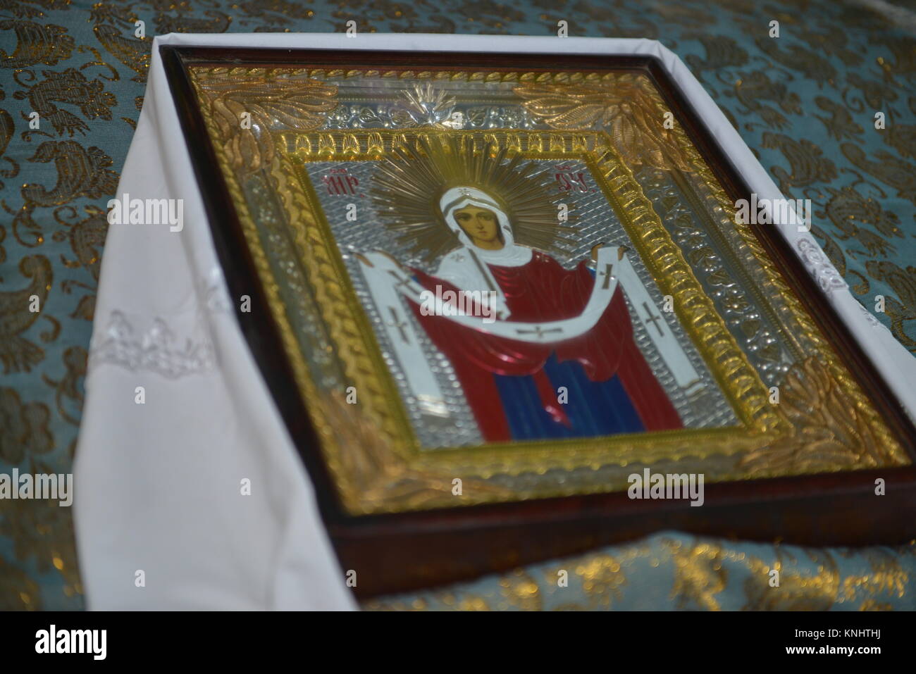 Christian Church interior Baptism . Altar in the Church in which there ...