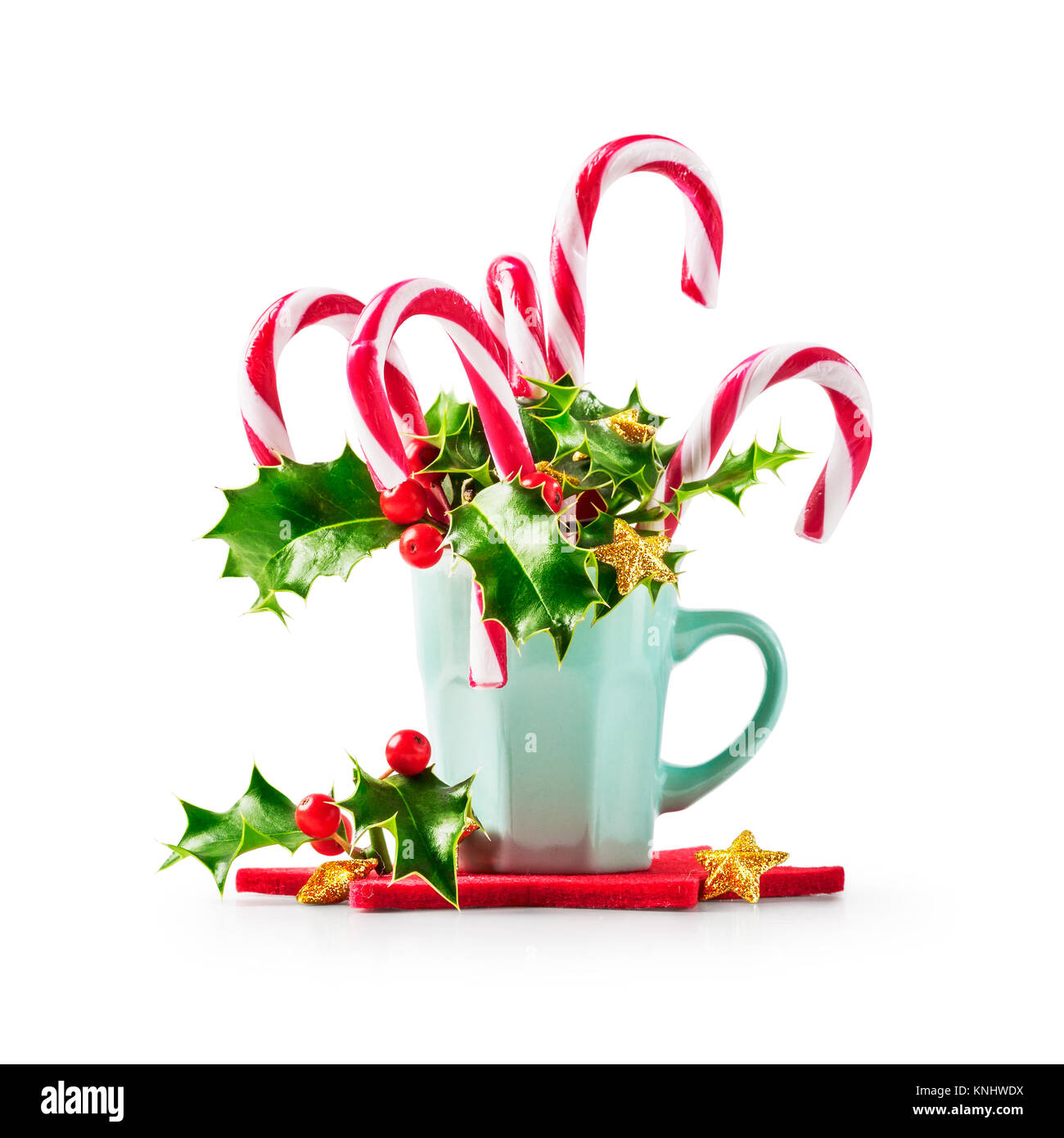 Holly berry candy cane Cut Out Stock Images & Pictures - Alamy