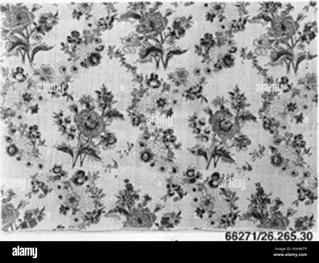 This floral textile print displays intricate flower designs ...