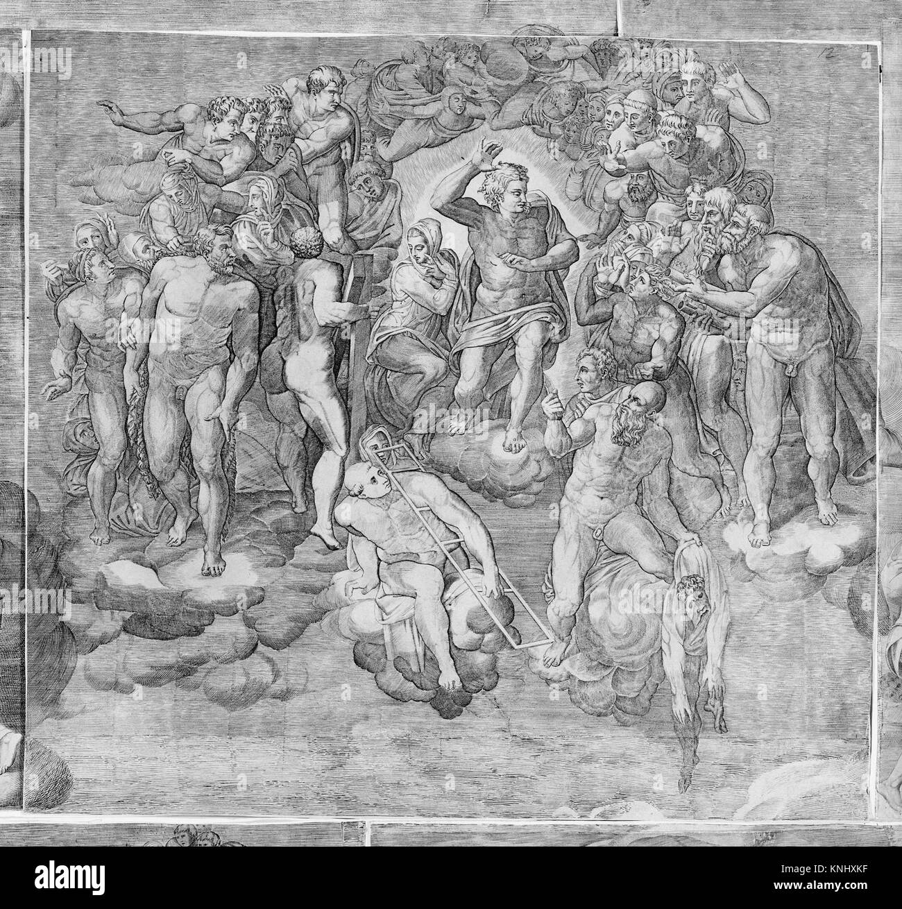 An artwork depicting Christ as the judge with surrounding saints from ...