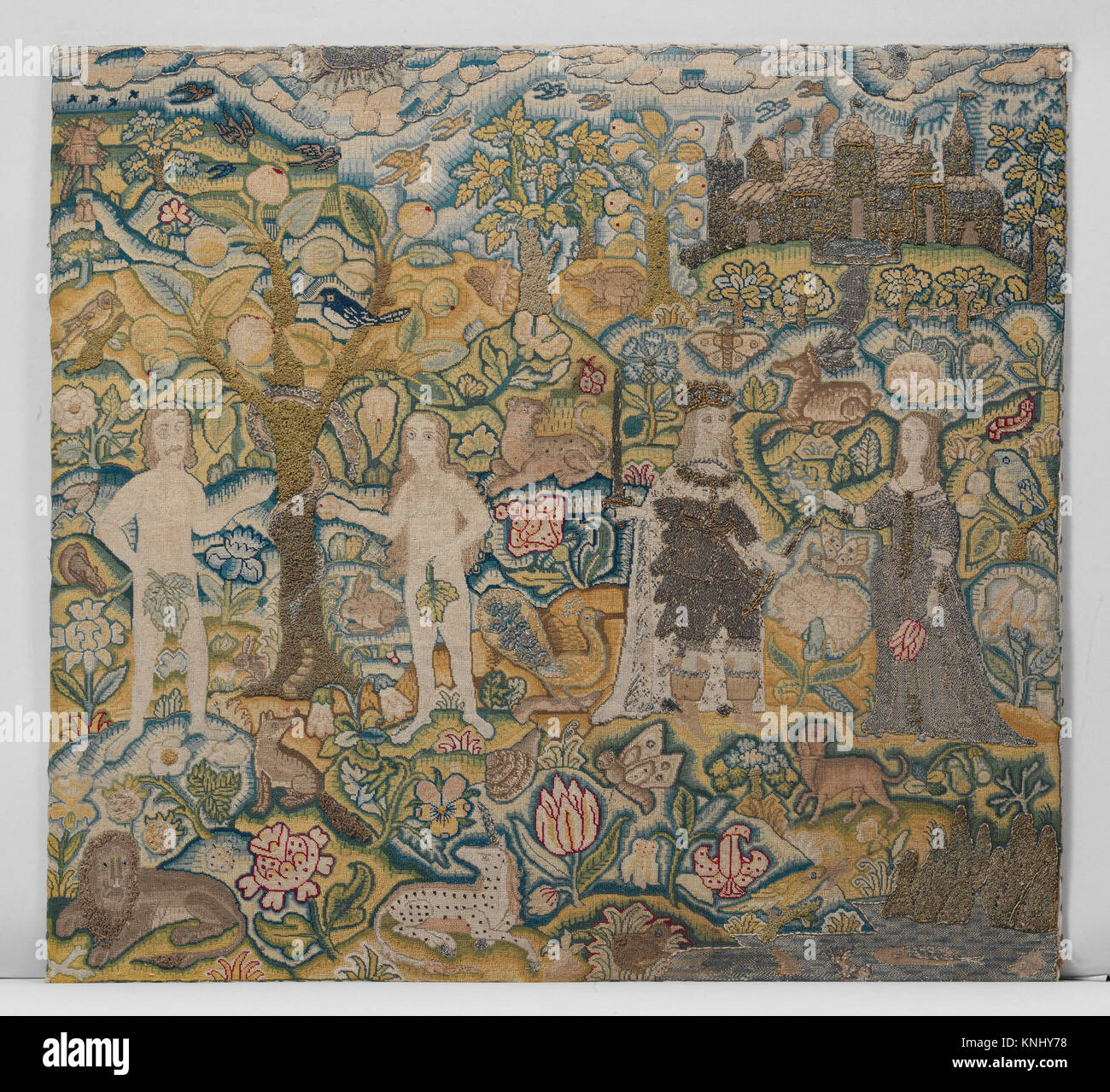 This artwork depicts Adam and Eve alongside Charles I and Henrietta ...