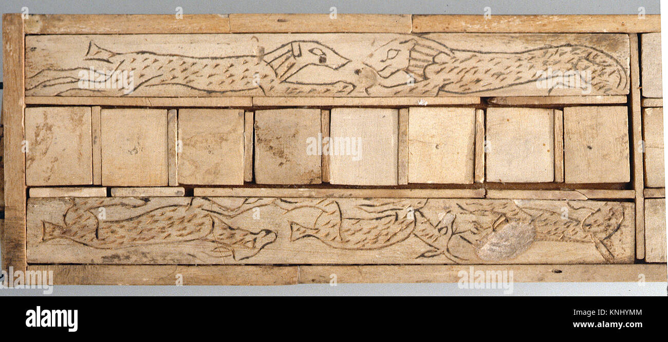 This game box, used for playing Senet and Twenty Squares, showcases the ...