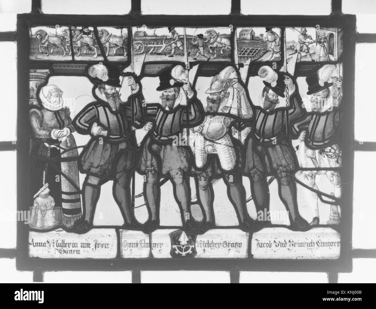 This portrait depicts Anna Muller as a donor alongside her five sons ...