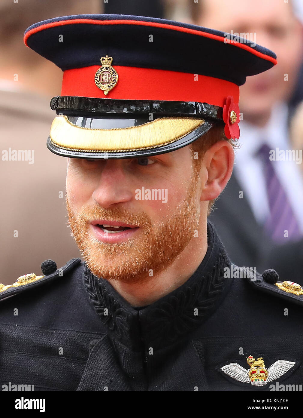 His Royal Highness Prince Harry lays a Cross of Remembrance in front of ...
