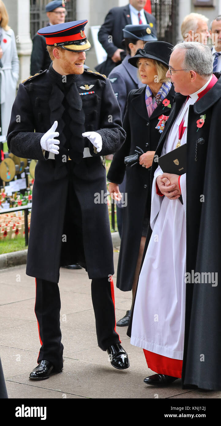 His Royal Highness Prince Harry lays a Cross of Remembrance in front of ...