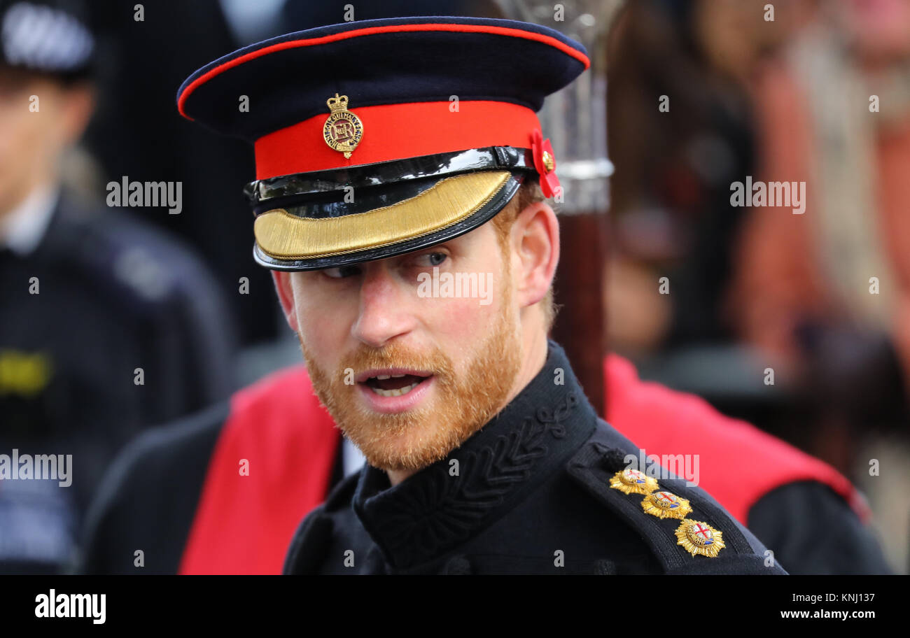 His Royal Highness Prince Harry lays a Cross of Remembrance in front of ...