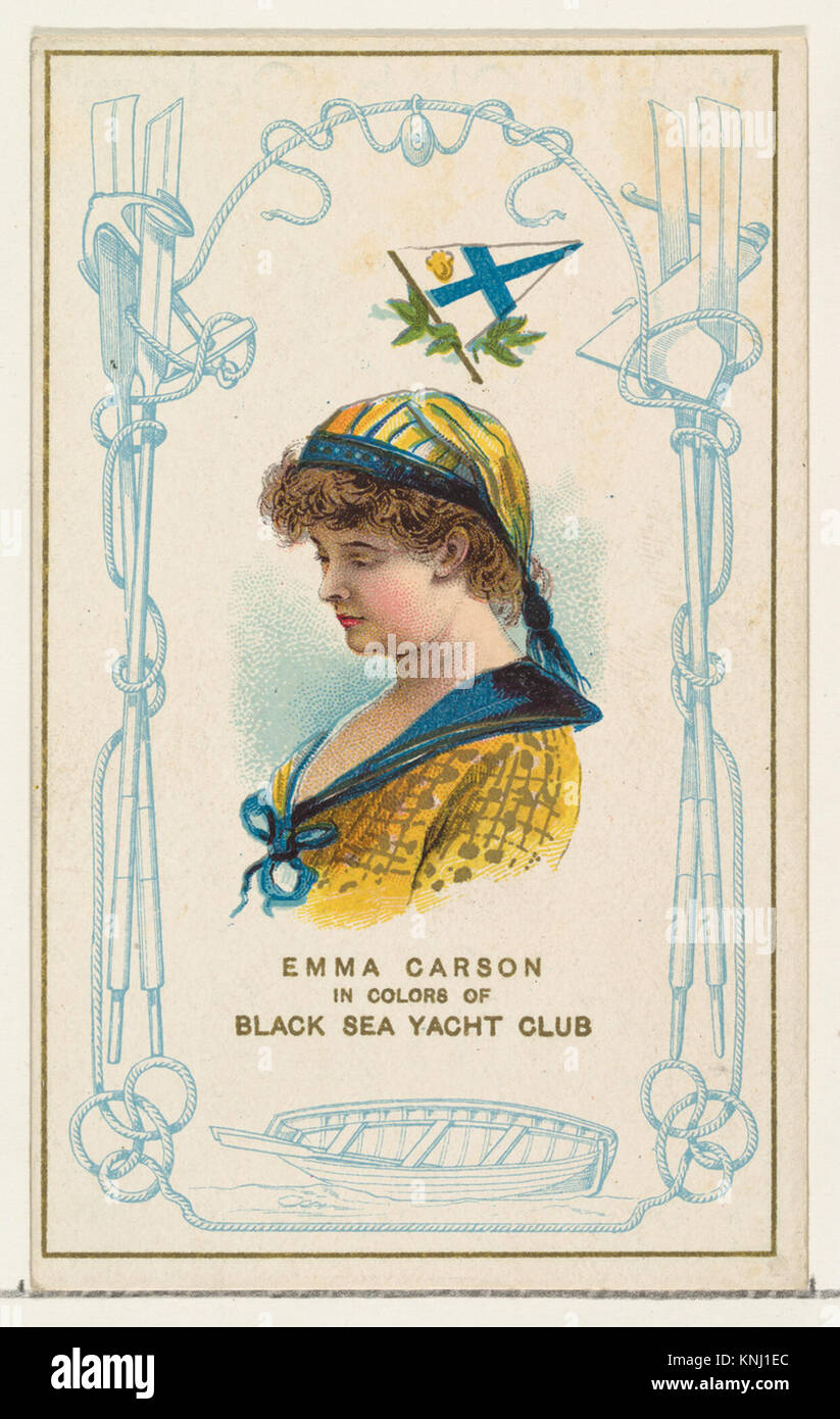 A tobacco trading card from the early 20th century showing Emma Carson ...