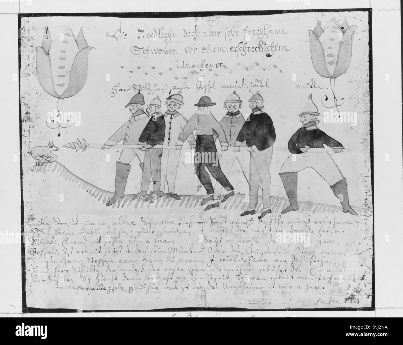 A drawing depicting a hunt scene, illustrating early artistic ...