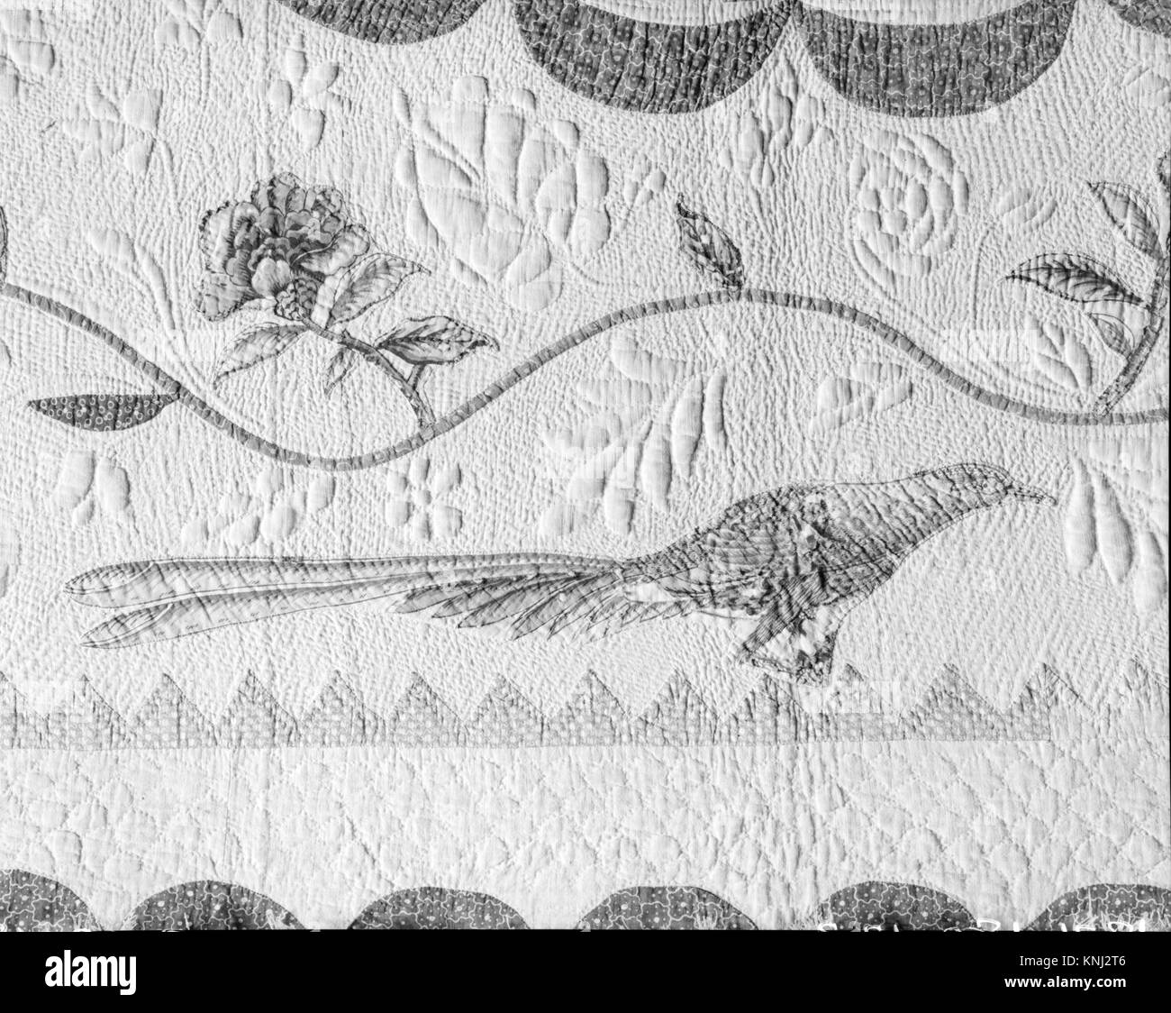 This chintz-appliqued quilt is a fine example of textile art, featuring ...