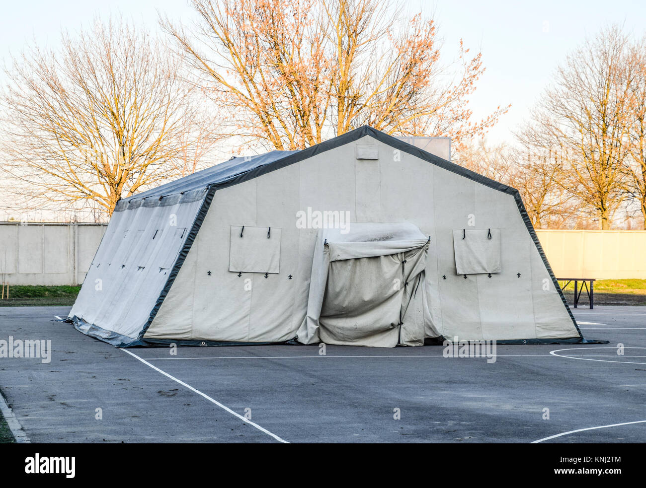 huge tent for a large group of people. Army headquarters tent. Awning ...
