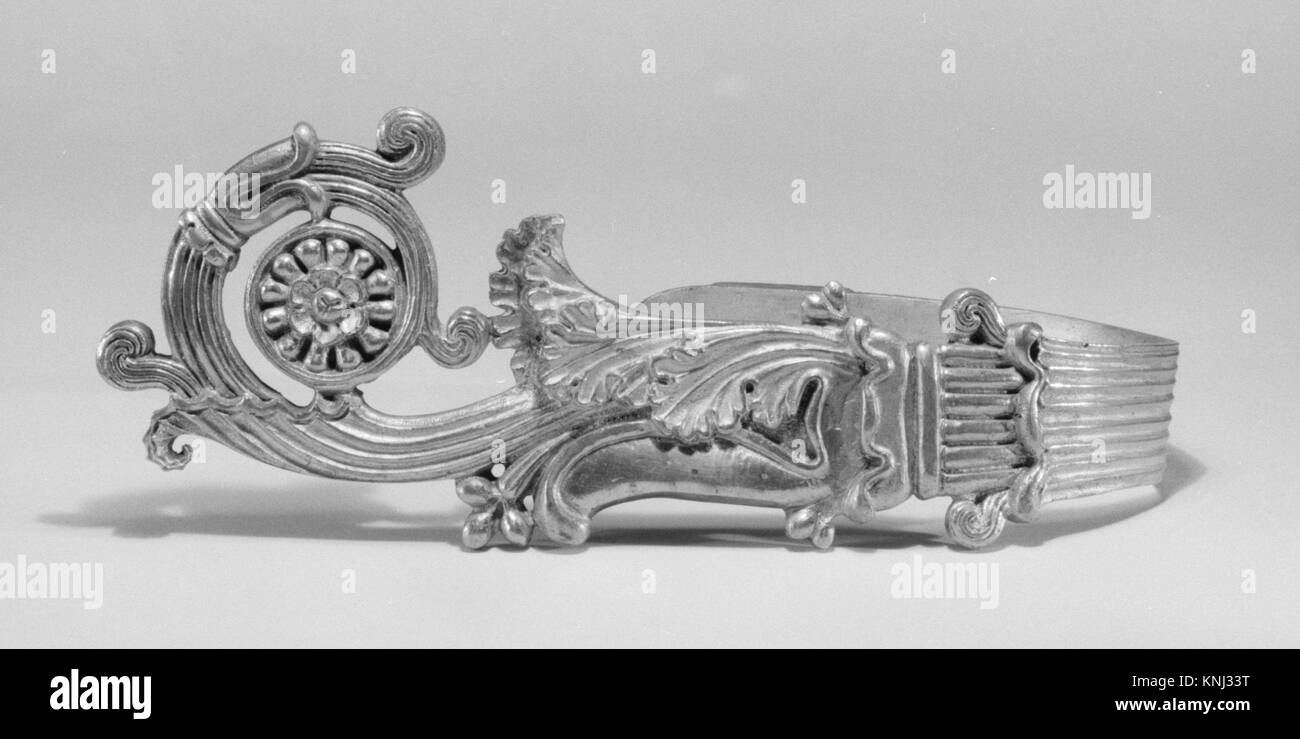 Illustration of a brass curtain tieback circa 1825, showing shape ...