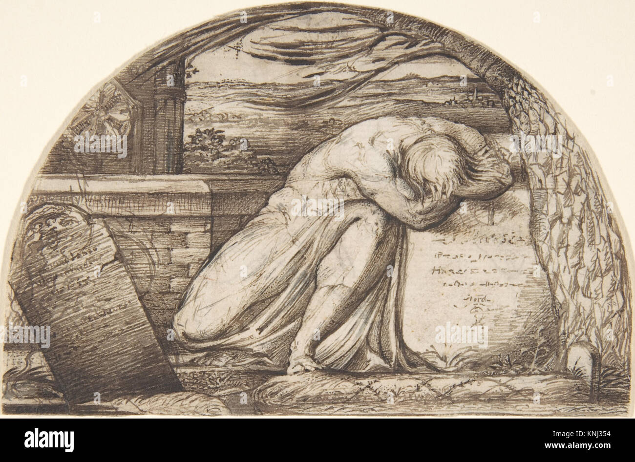 A Figure Weeping Over a Grave, Artist: George Richmond (British ...