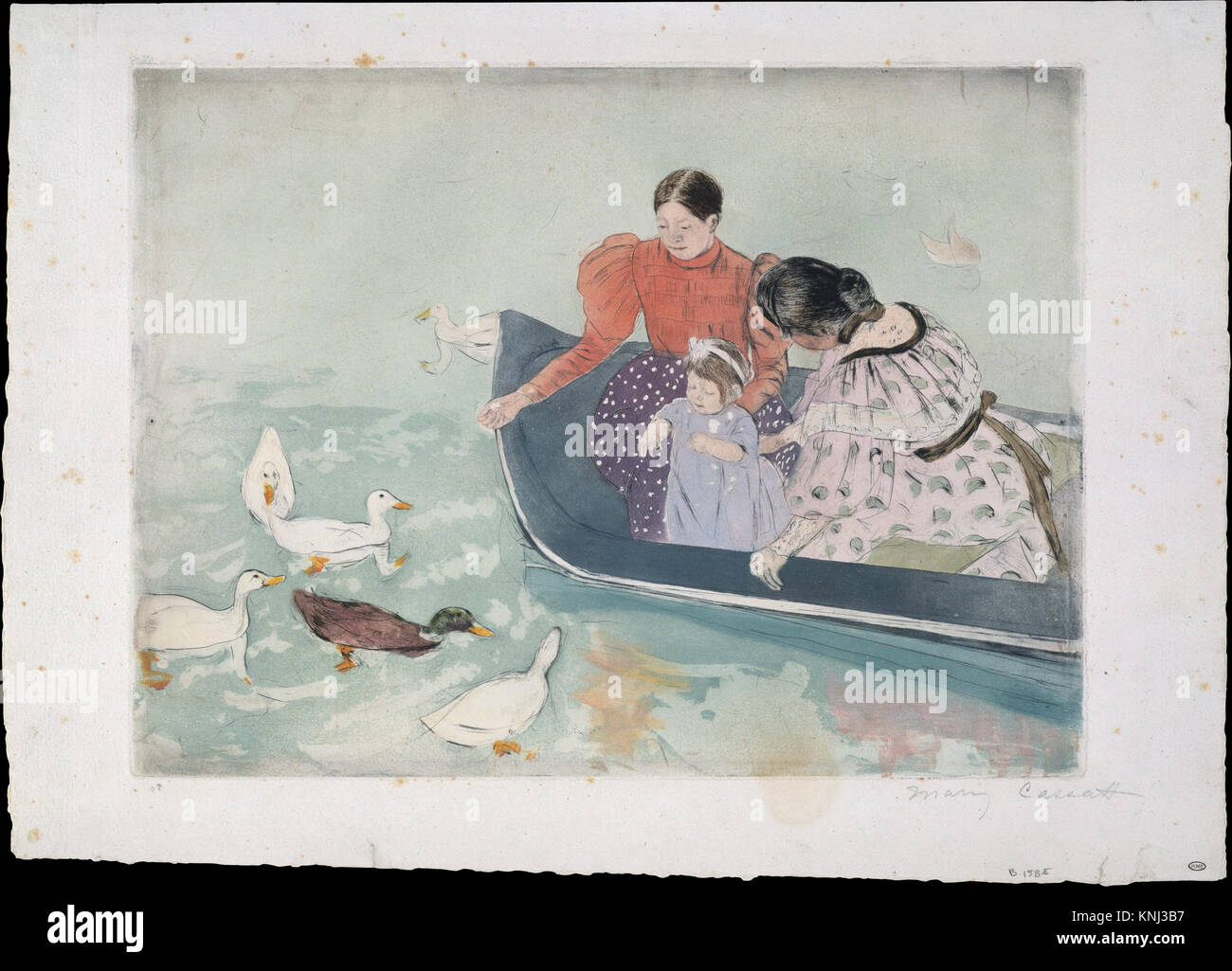 A print by American painter and printmaker Mary Cassatt, circa 1894 ...