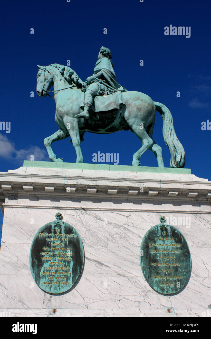 Statue of Frederick V by Jacques Franancis Joseph Saly at the centre of ...