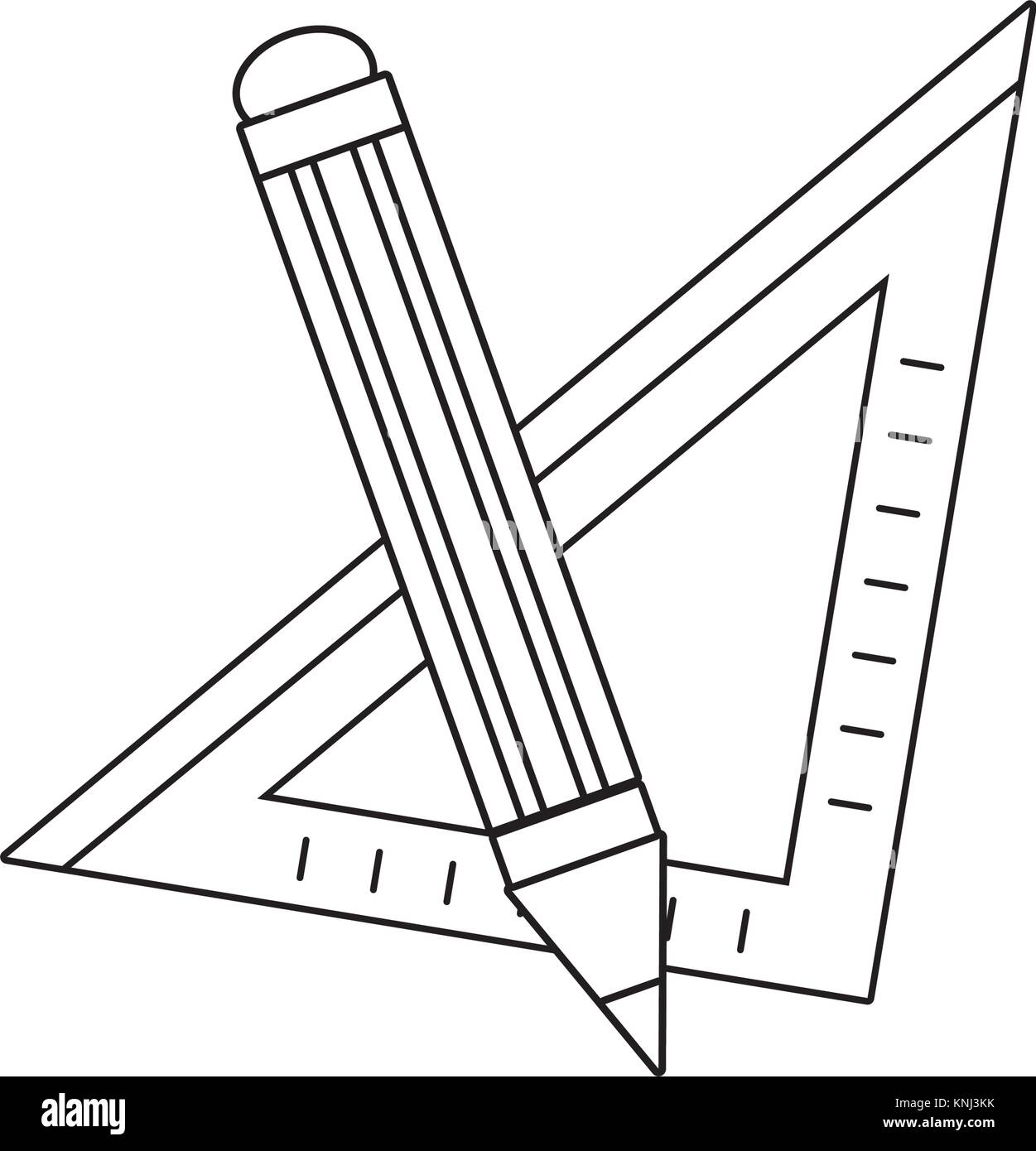 line square ruler with pencil school tools Stock Vector Image & Art - Alamy