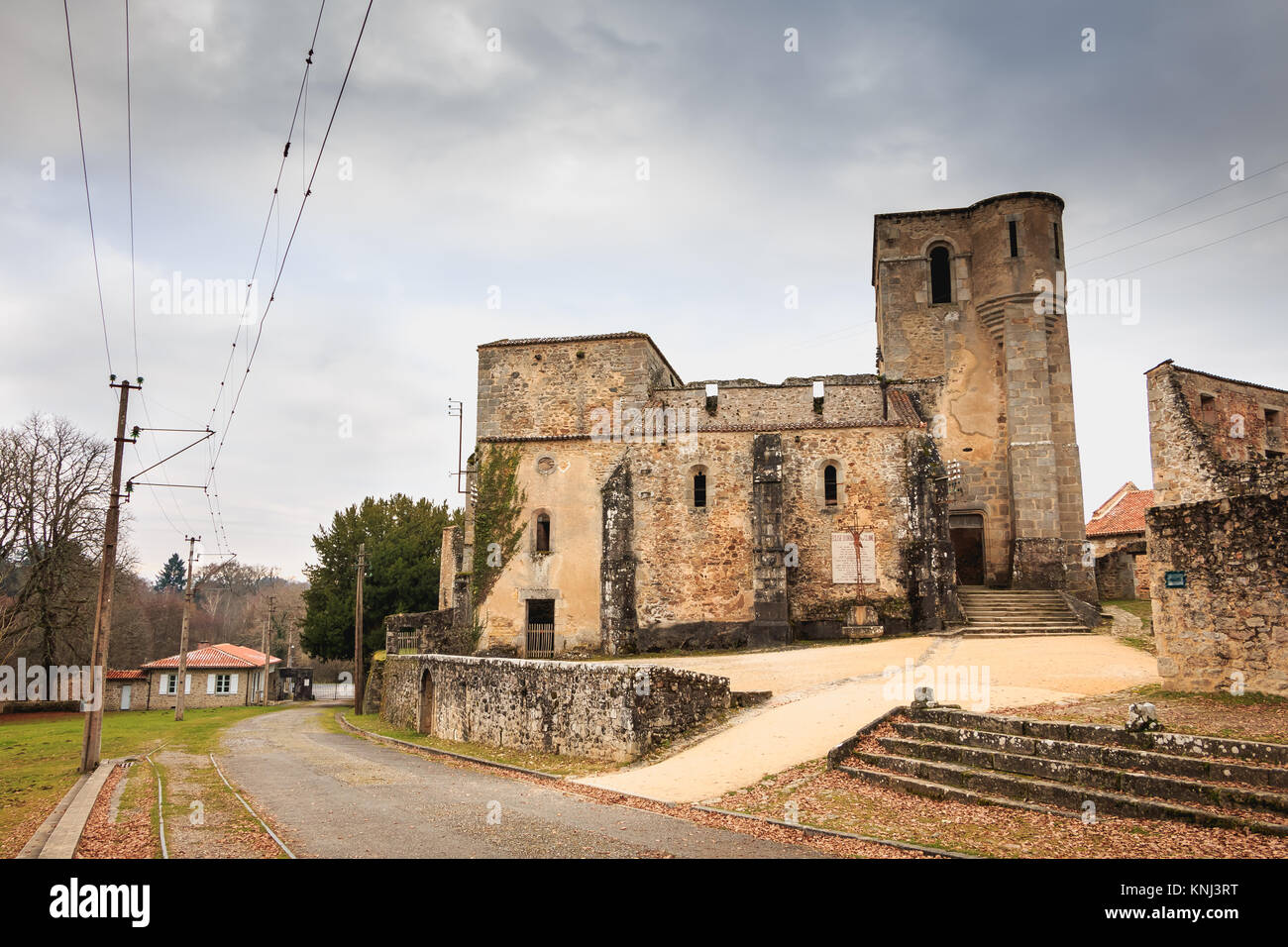 ORADOUR SUR GLANE, FRANCE - December 03, 2017 : outside view of the ...