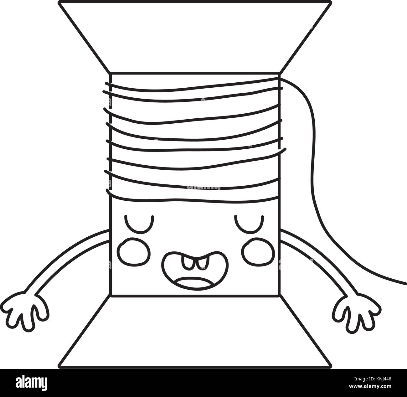 line kawaii cute funny thread object Stock Vector Image & Art - Alamy