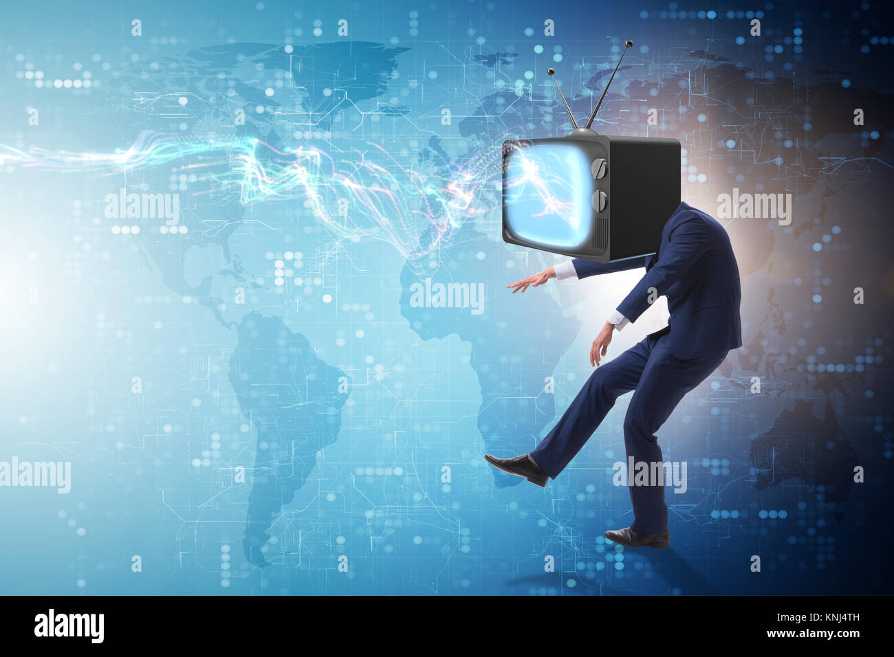 Media zombie concept with man and tv set instead of head Stock Photo ...