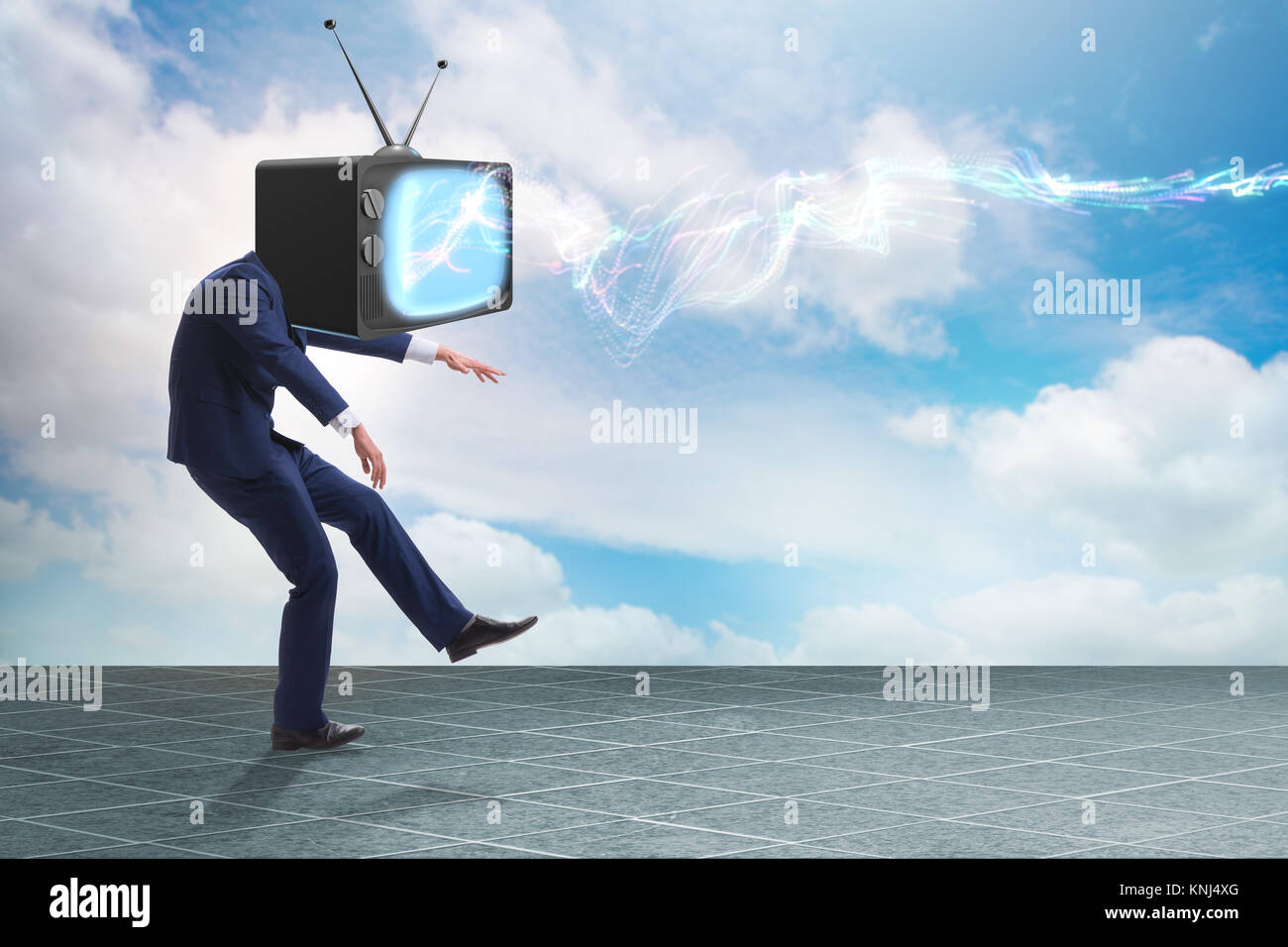 Media zombie concept with man and tv set instead of head Stock Photo ...