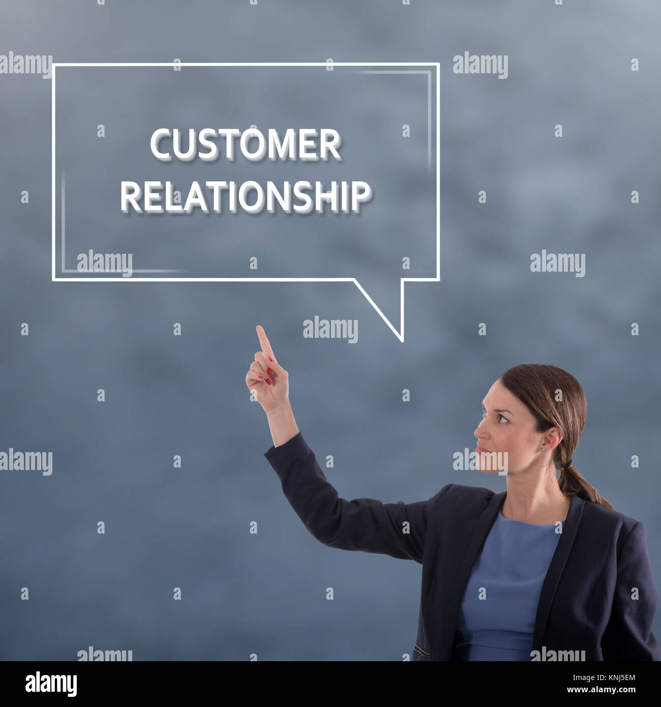 CUSTOMER RELATIONSHIP Business Concept. Business Woman Graphic Concept ...
