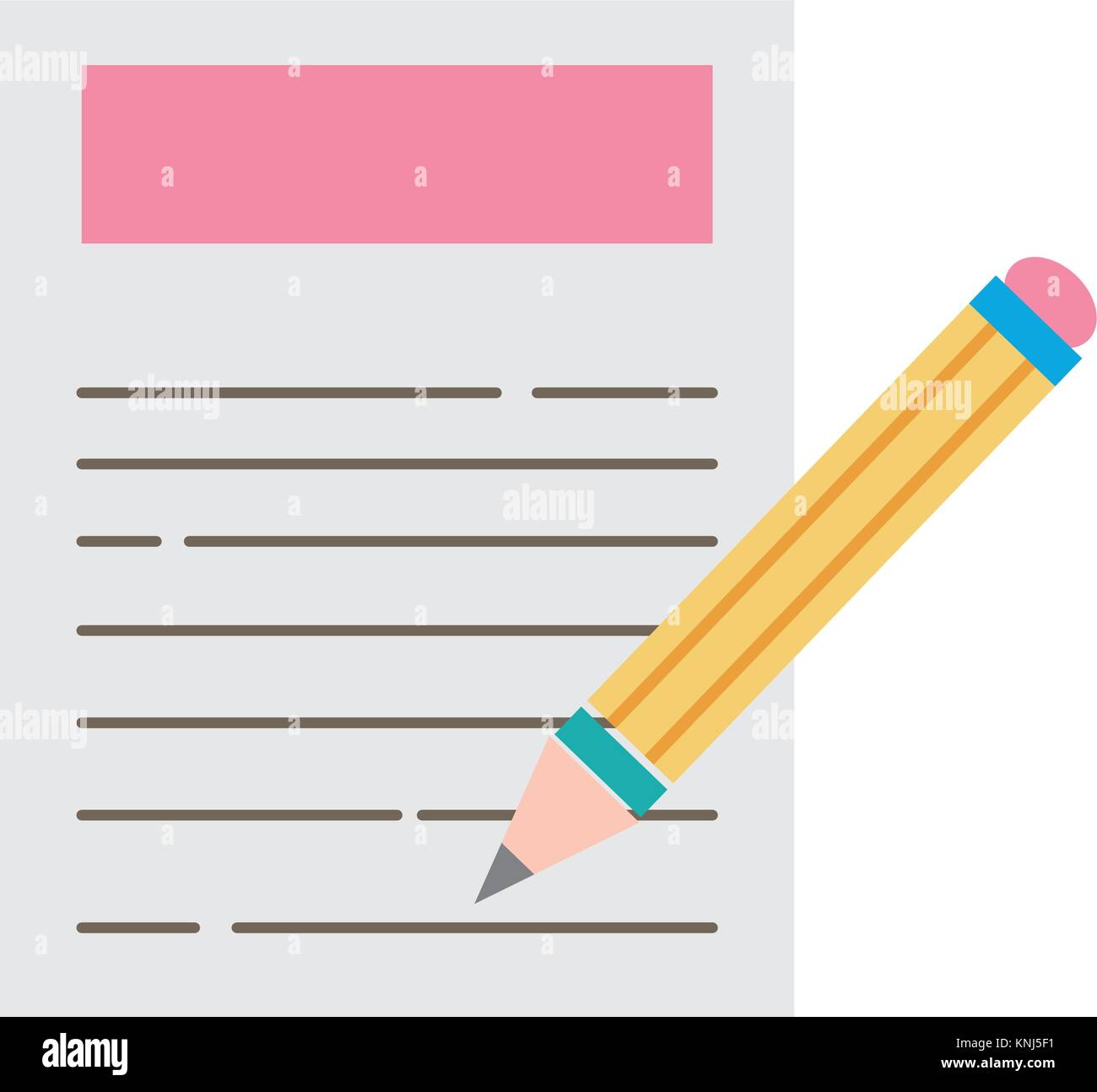 colorful paper document with pencil tool design Stock Vector Image ...