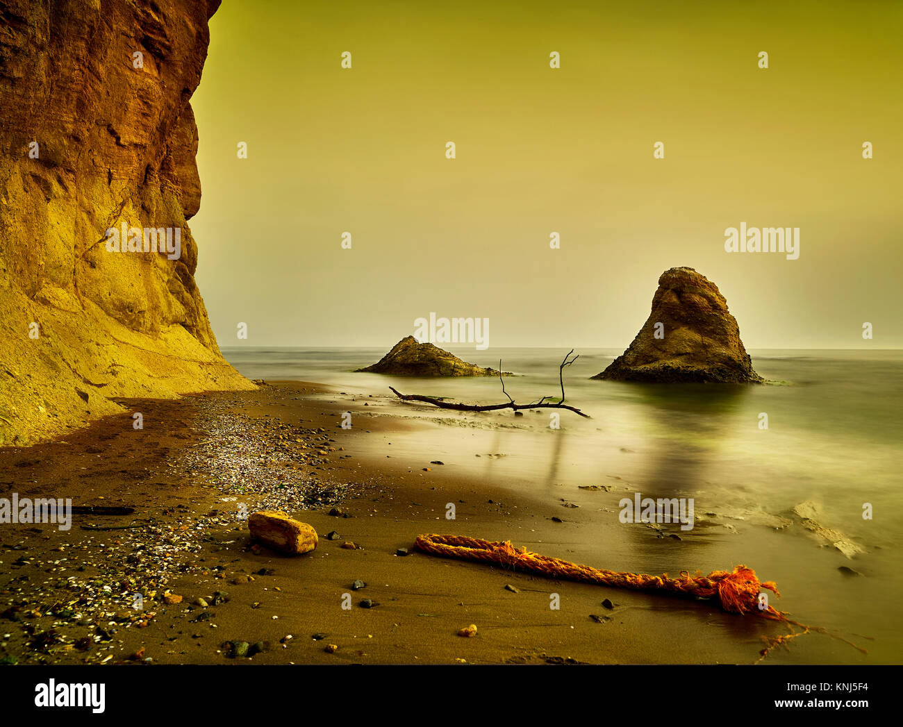 Yellow colored cliffs, Black Sea coastal formations, yellow sea stones ...
