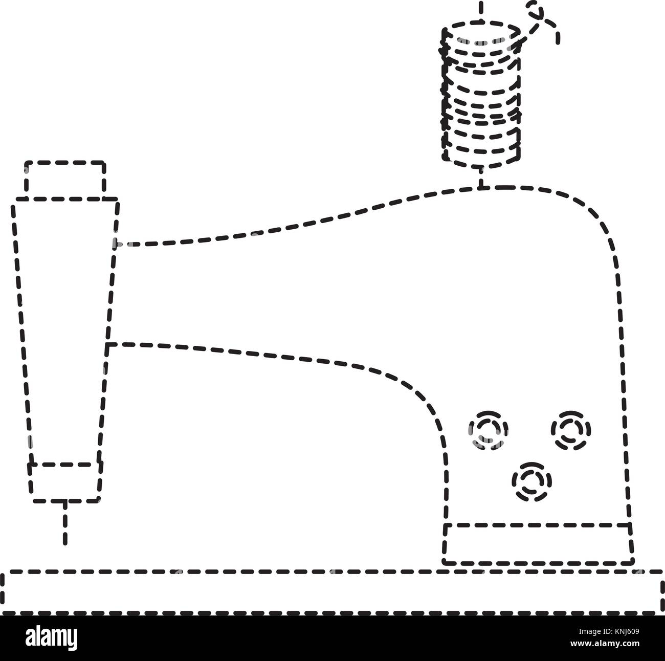 dotted shape sewing machine fashion industry equipment Stock Vector ...