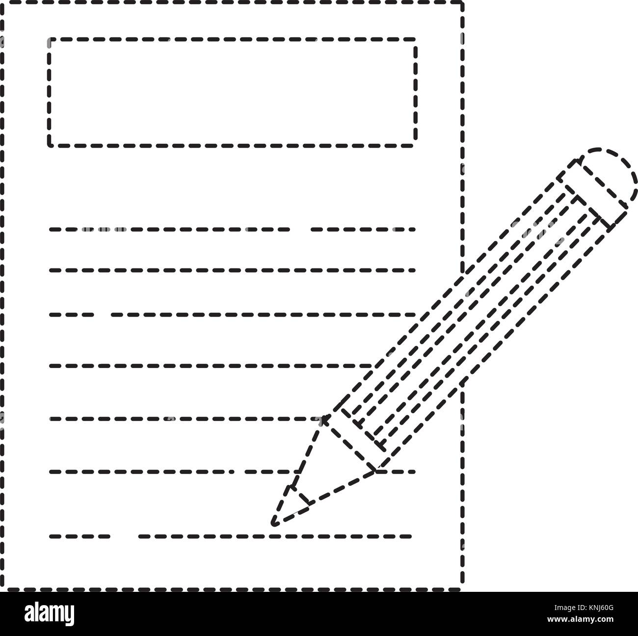 dotted shape paper document with pencil tool design Stock Vector Image ...