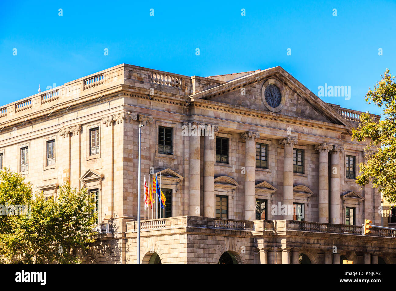 Old Stone Government Building in Barcelona Spain Stock Photo - Alamy