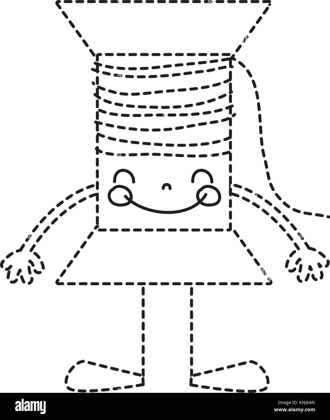 dotted shape kawaii happy thread object with arms and legs Stock Vector ...