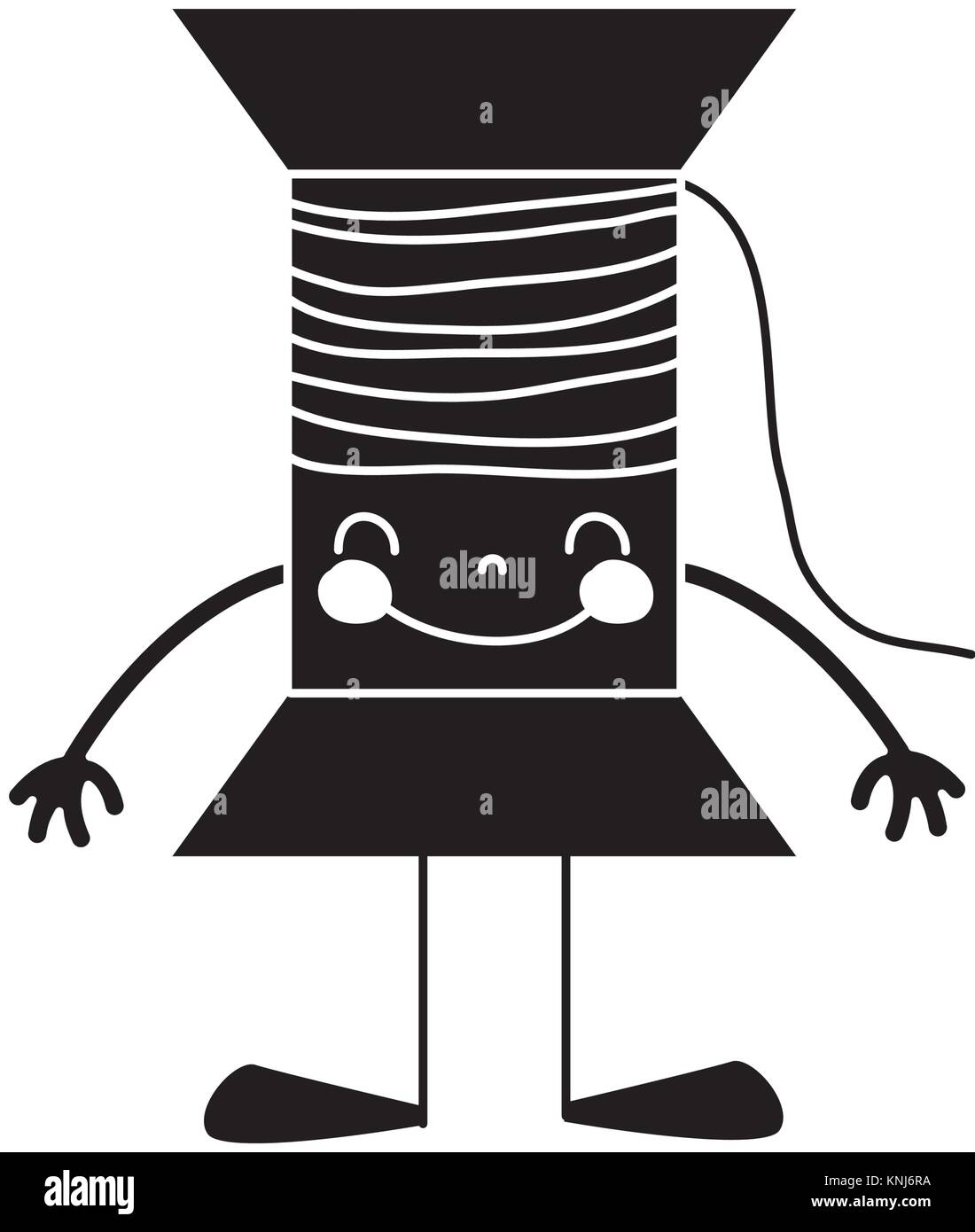 contour kawaii happy thread object with arms and legs Stock Vector ...