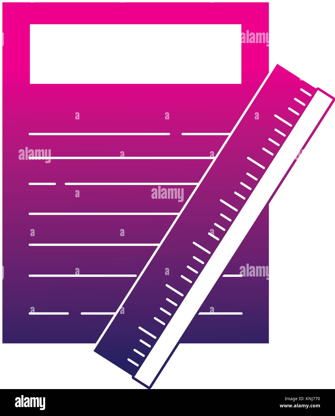 silhouette paper document with ruler object design Stock Vector Image ...