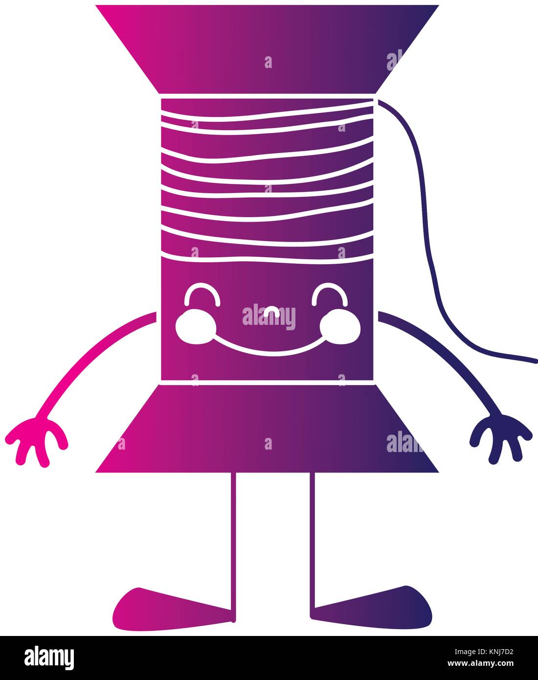 silhouette kawaii happy thread object with arms and legs Stock Vector ...