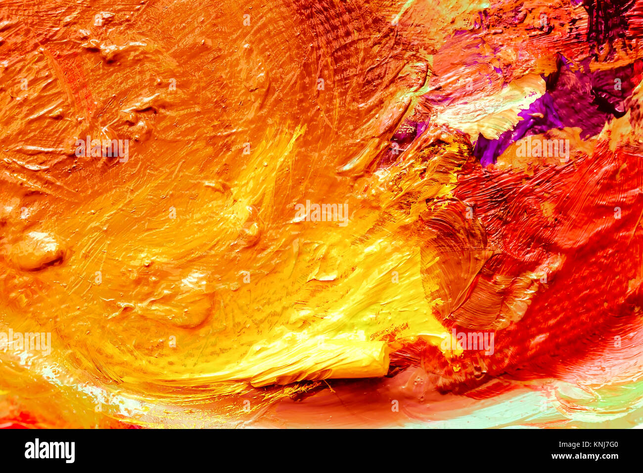 Detail of artist palette, color tones mixed together Stock Photo - Alamy