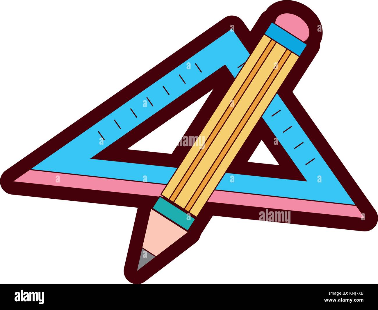 line color square ruler with pencil school tools Stock Vector Image ...