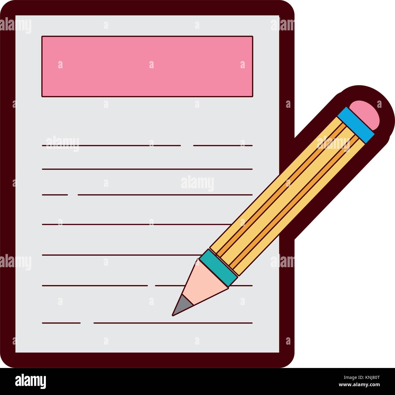 line color paper document with pencil tool design Stock Vector Image ...