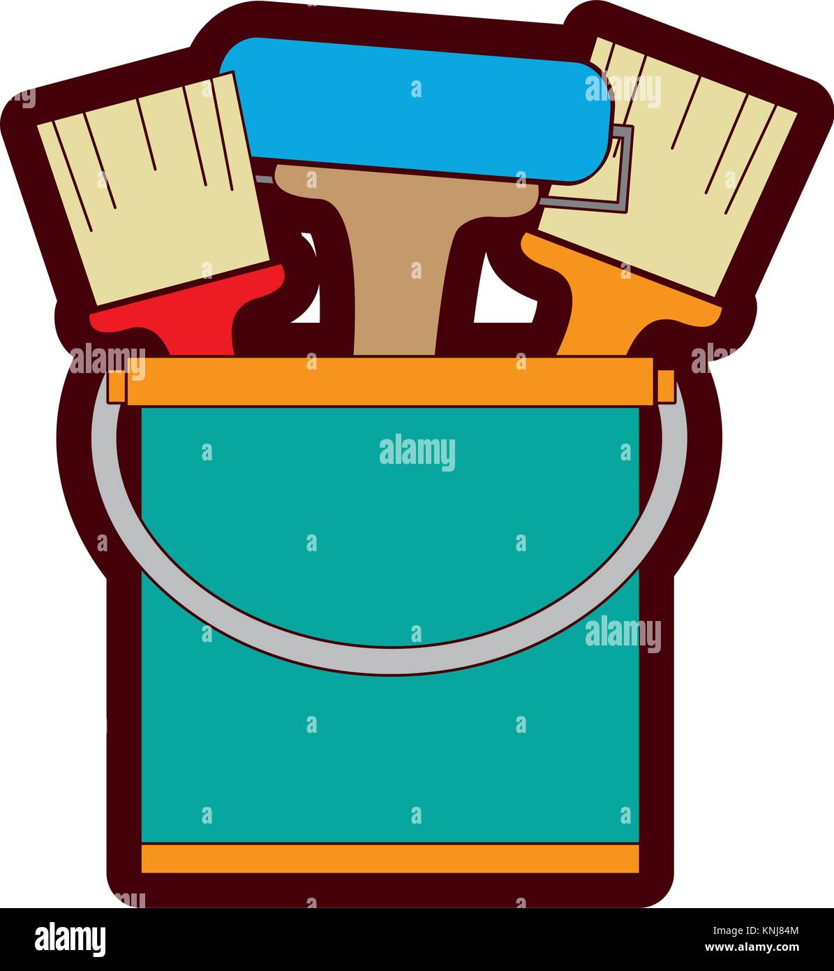 line color paint can with painter tools inside Stock Vector Image & Art ...