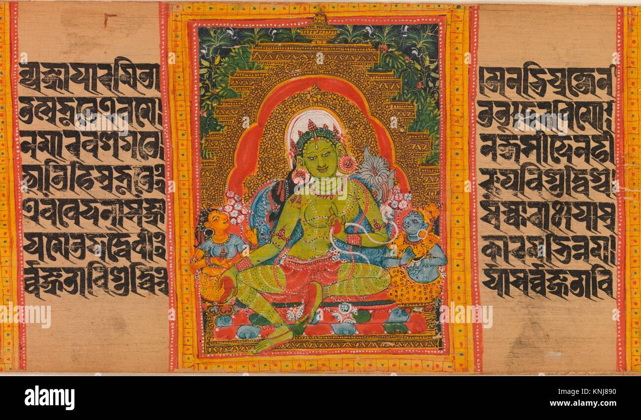 Green Tara, Folio from a dispersed Ashtasahasrika Prajnaparamita ...