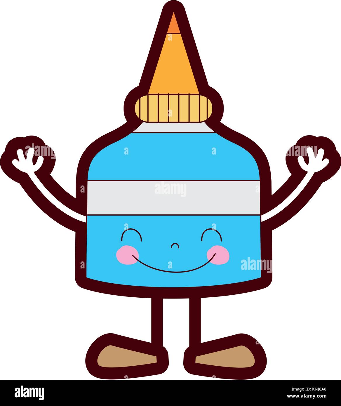 line color kawaii happy glue bottle with arms and legs Stock Vector ...
