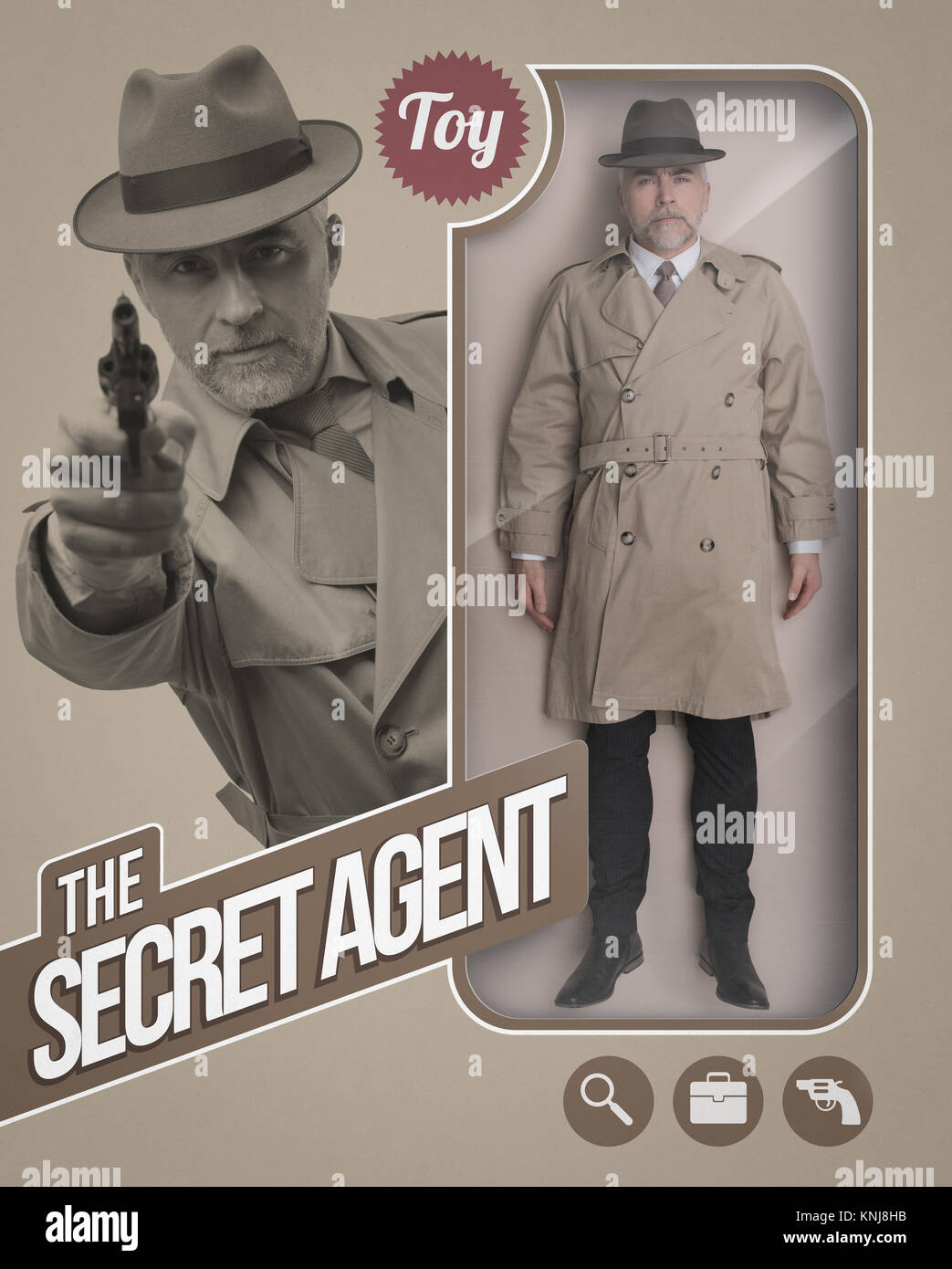 Secret agent realistic doll and toy see through packaging with ...
