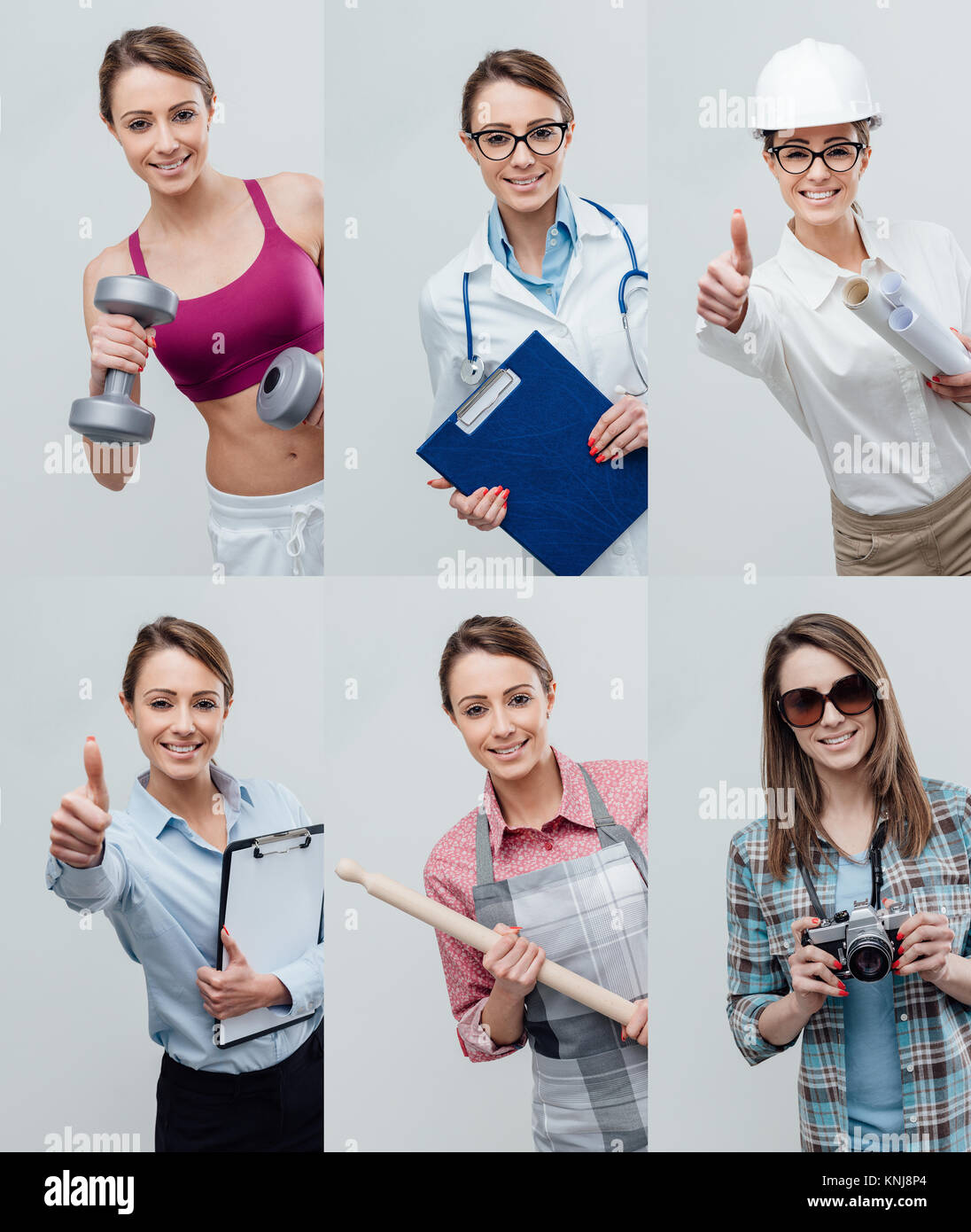 Collage of female smiling professional workers portraits, human ...