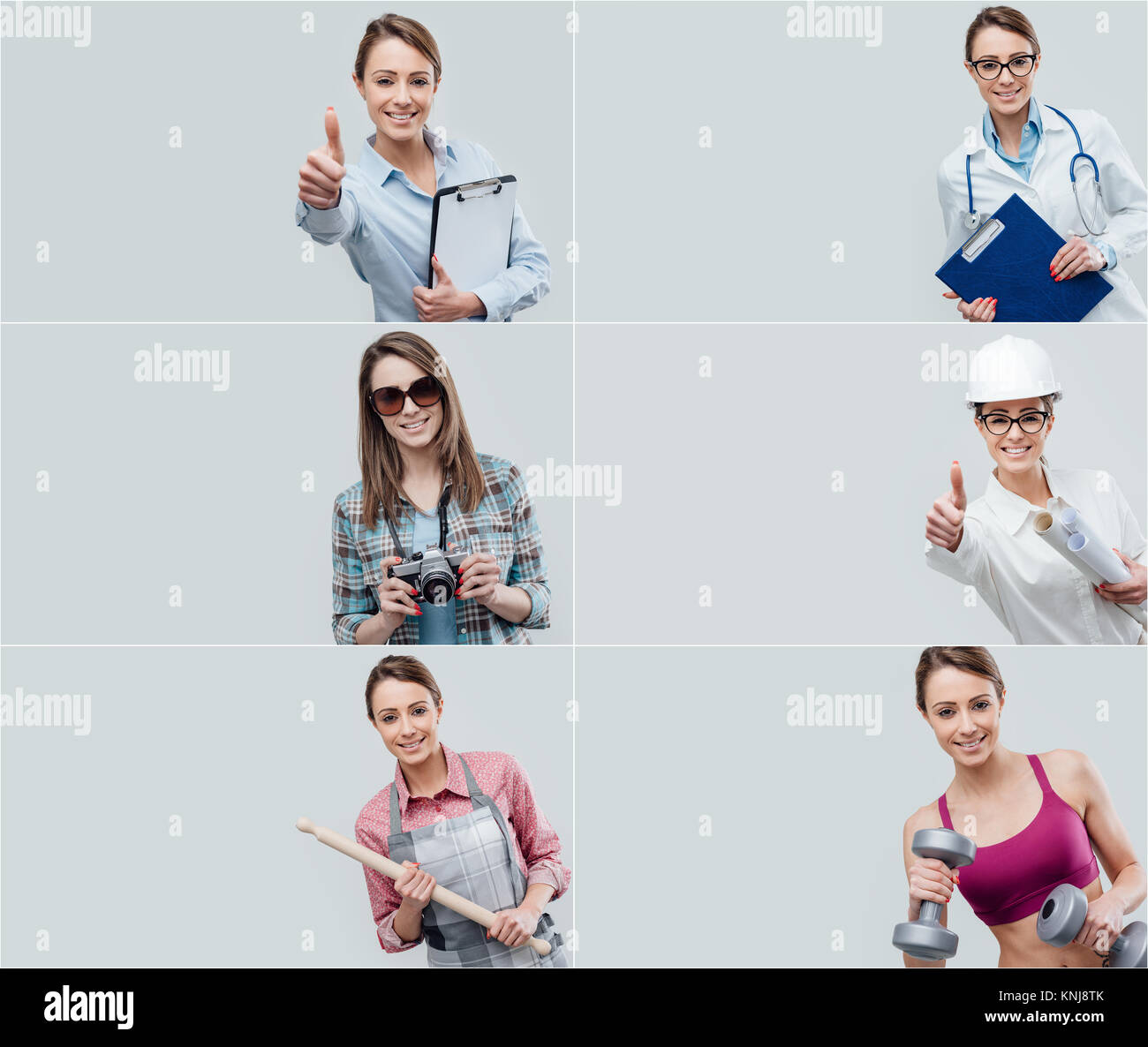 Collage of female smiling professional workers portraits, human ...
