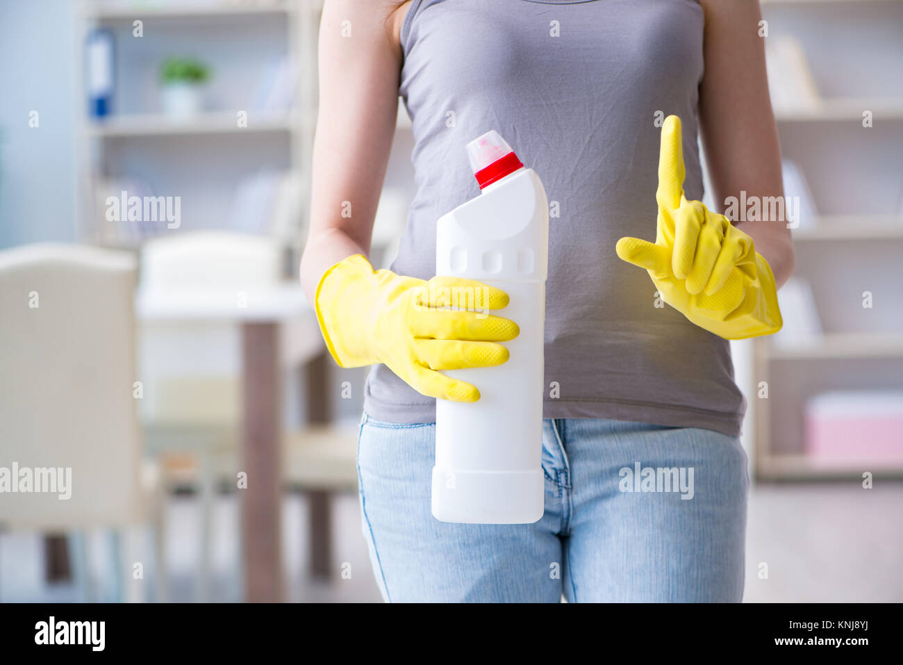 Woman doing cleaning at home Stock Photo - Alamy